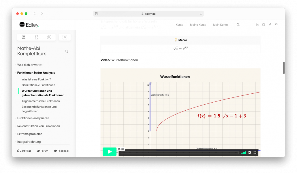 Mathe Abitur Online-Kurs – Der Komplettkurs | EDLEY